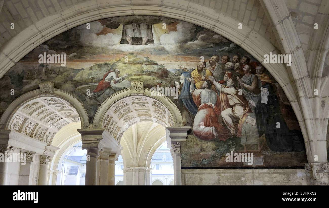 Magnificent fresco depicts Resurrection of Jesus with detailed biblical imagery in historic ...