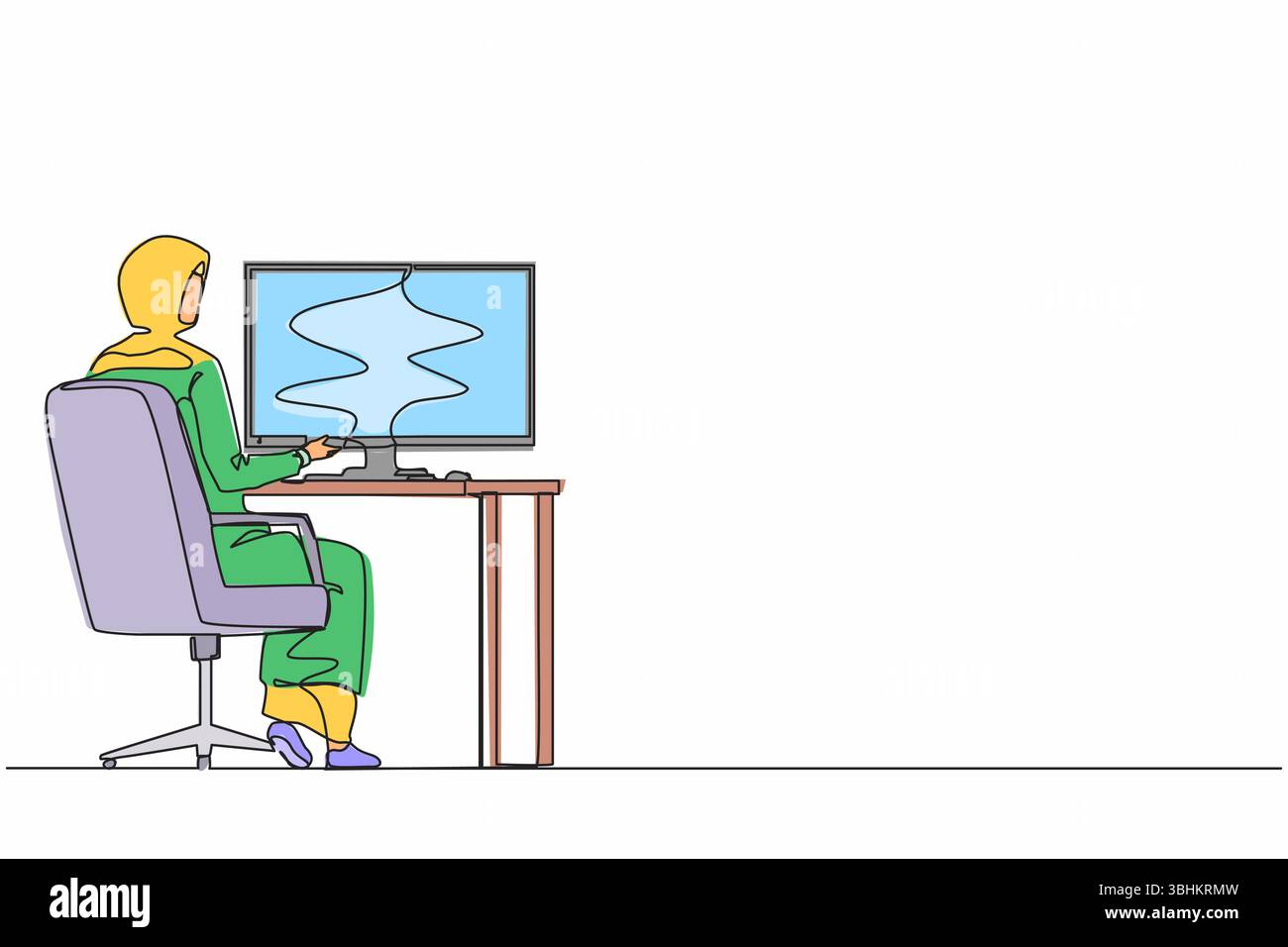 Arab woman sitting table Stock Vector Images - Alamy