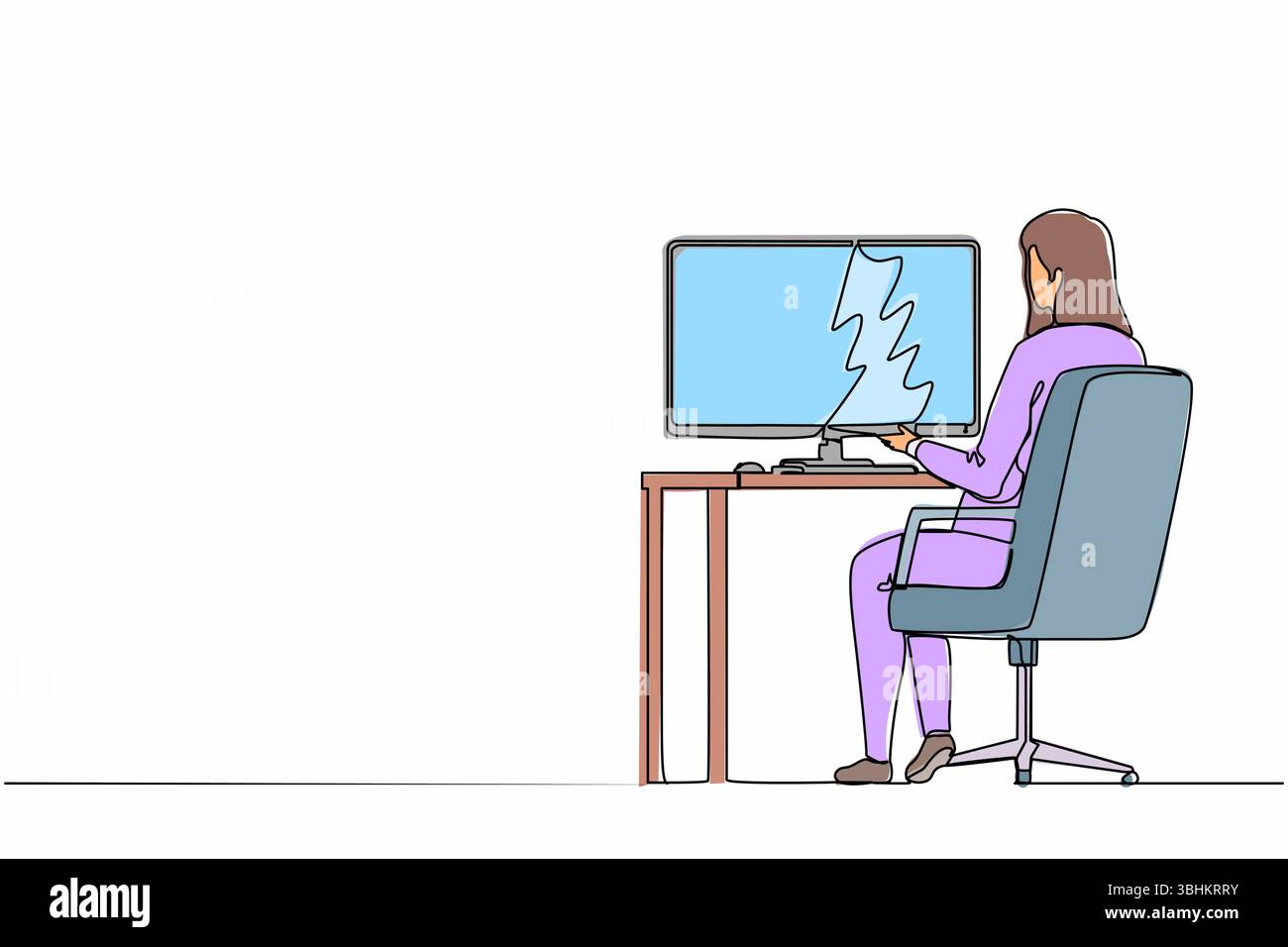 Woman typing computer monitor Stock Vector Images - Alamy