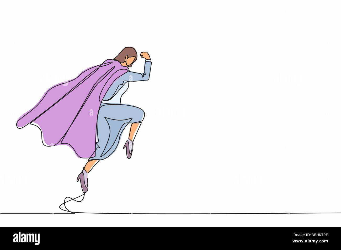 Continuous one line drawing superhero businesswoman parry blow. Female ...