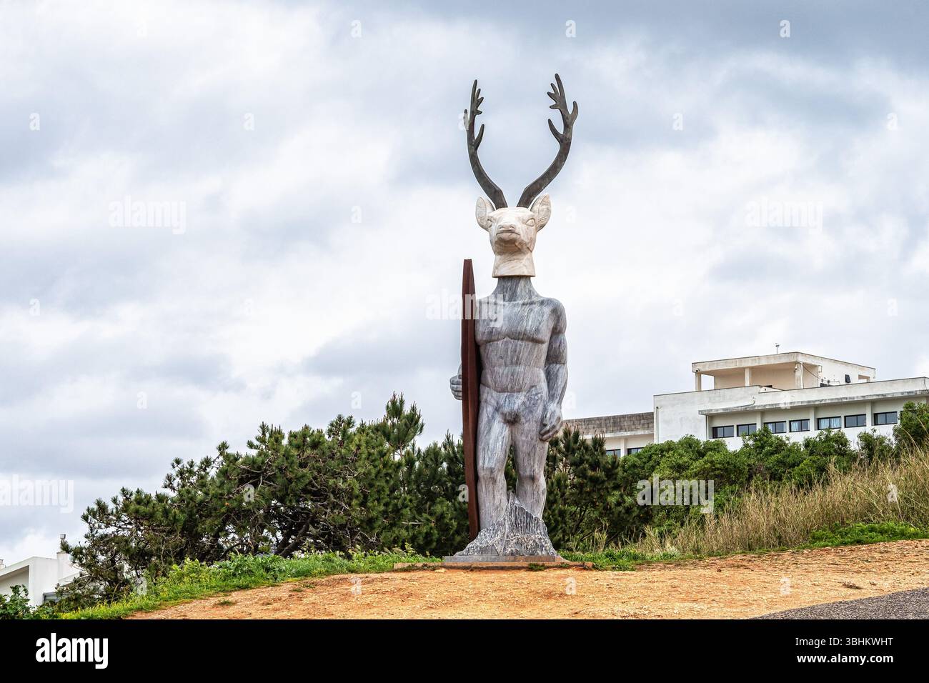 Deer Statue, a surfer with a deer head with 6 meters high, installed at ...