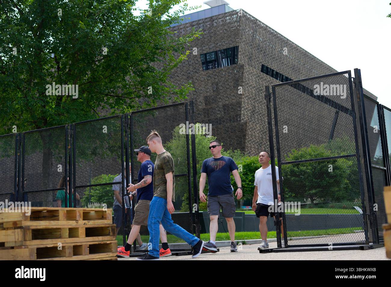Security fencing is installed around the National Museum of African ...