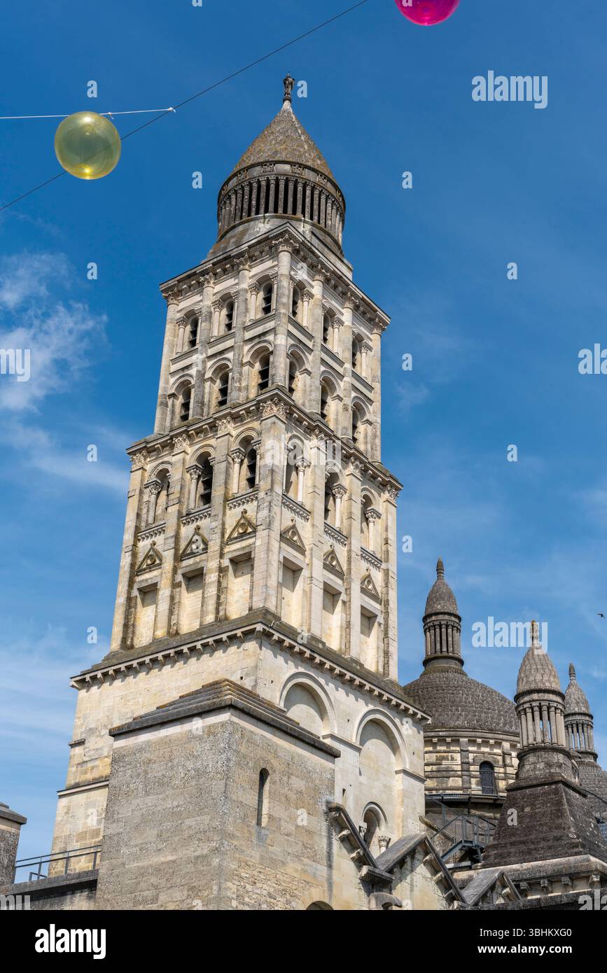 Magnificent byzantine cathedral bell tower with distinctive domes and ...