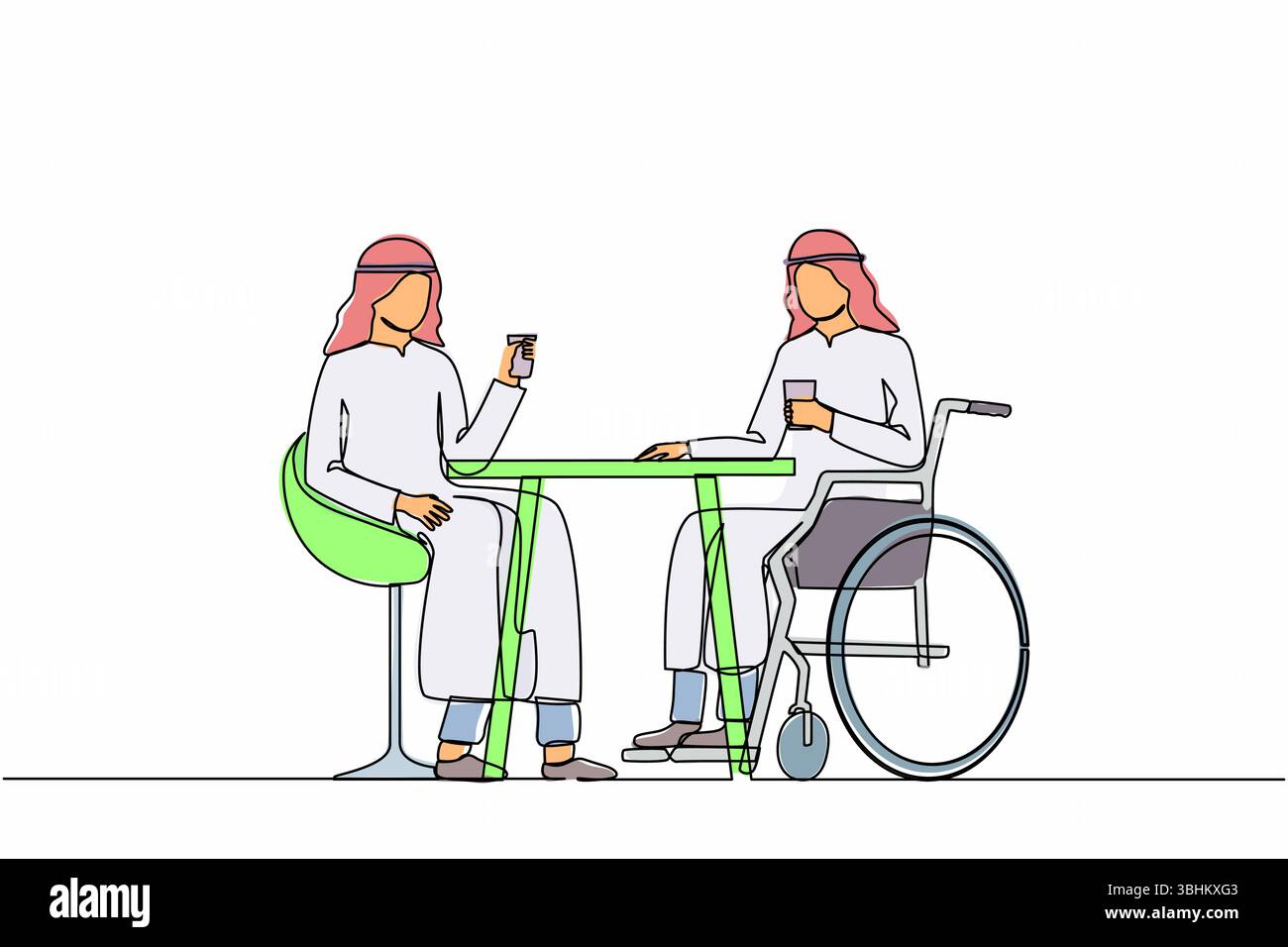 Single one line drawing two Arabic businessmen talk at business meeting ...