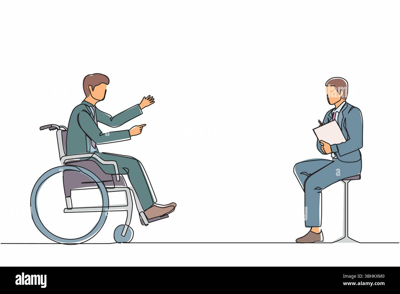 Continuous one line drawing job interview for people with disabilities ...