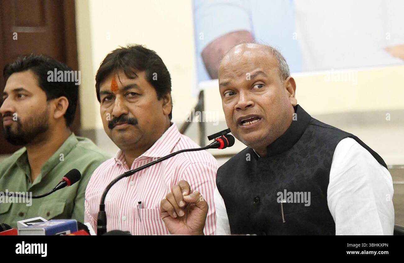 PATNA, INDIA - JUNE 10: Bihar Congress president Rajesh Ram addressing ...
