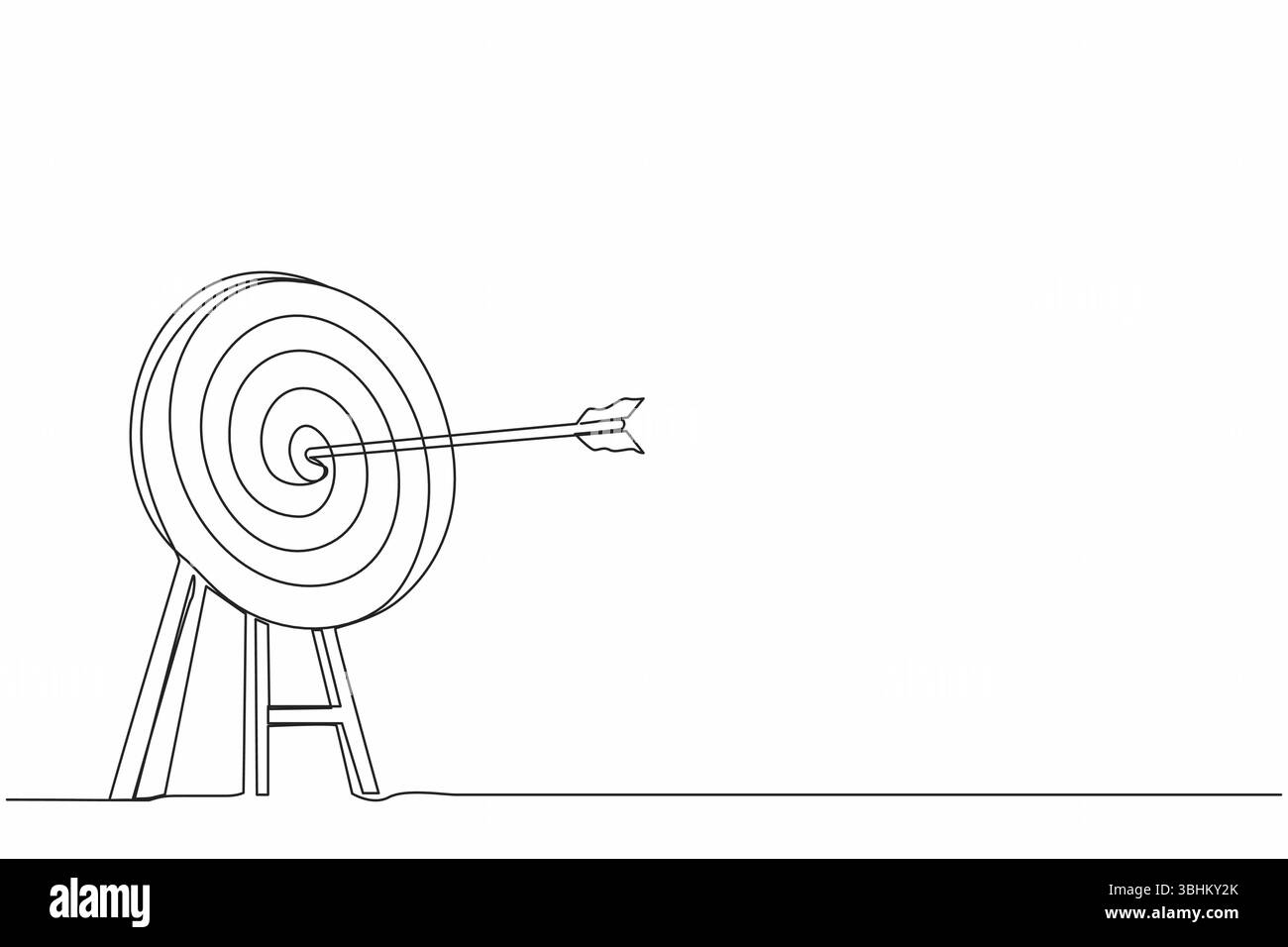 Single continuous line drawing archery target ring with arrows hitting ...