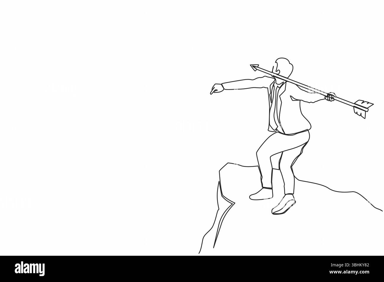 Continuous one line drawing happy determined strong businessman ...