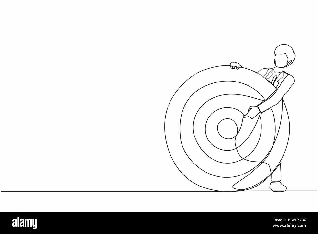 Continuous one line drawing businessman holding archer target or ...