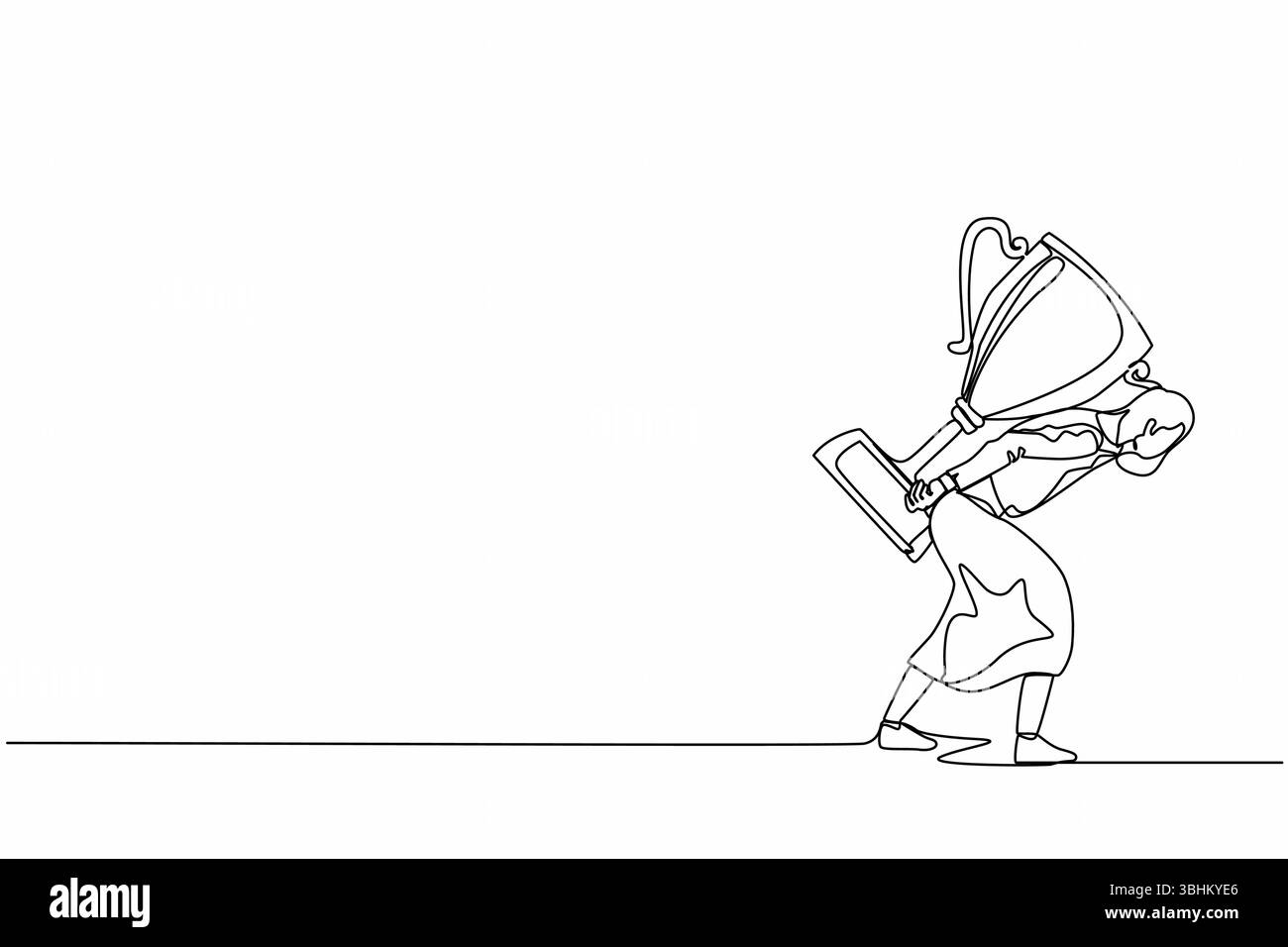 Continuous one line drawing heavy burden of victory business concept ...