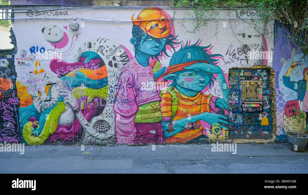 Graffitis, Straßenkunst, Haus Schwarzenberg, Rosenthaler Straße 39, Bezirk Mitte, Berlin ...