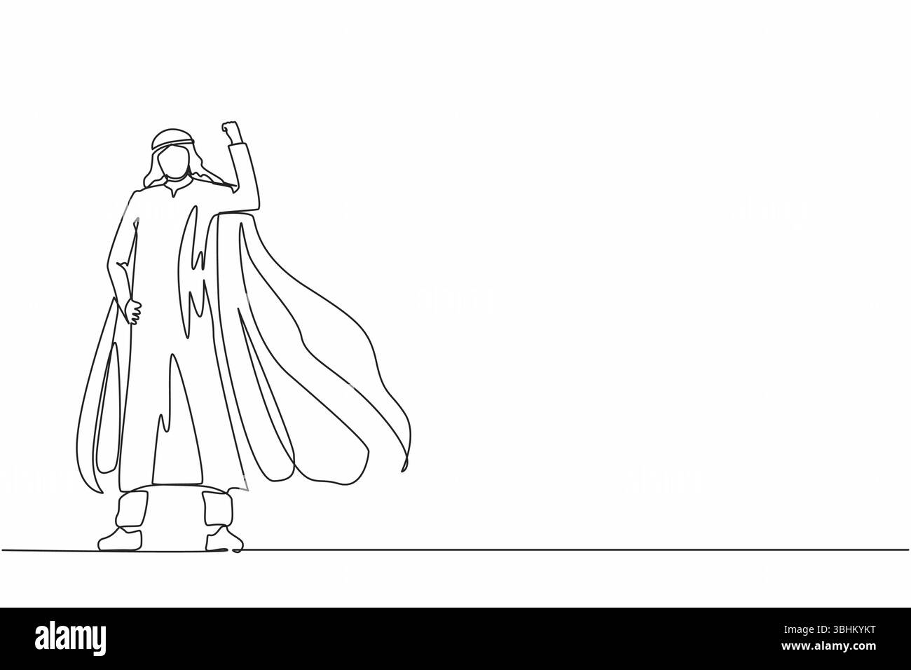 Single one line drawing superhero strong showing muscle. Superhero ...