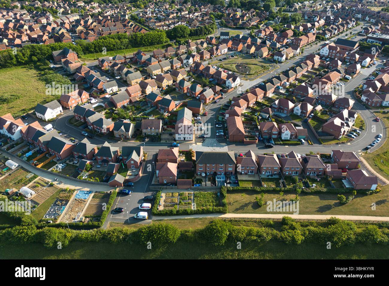 Aerial view Blunsdon, Swindon housing estate, UK Stock Photo - Alamy