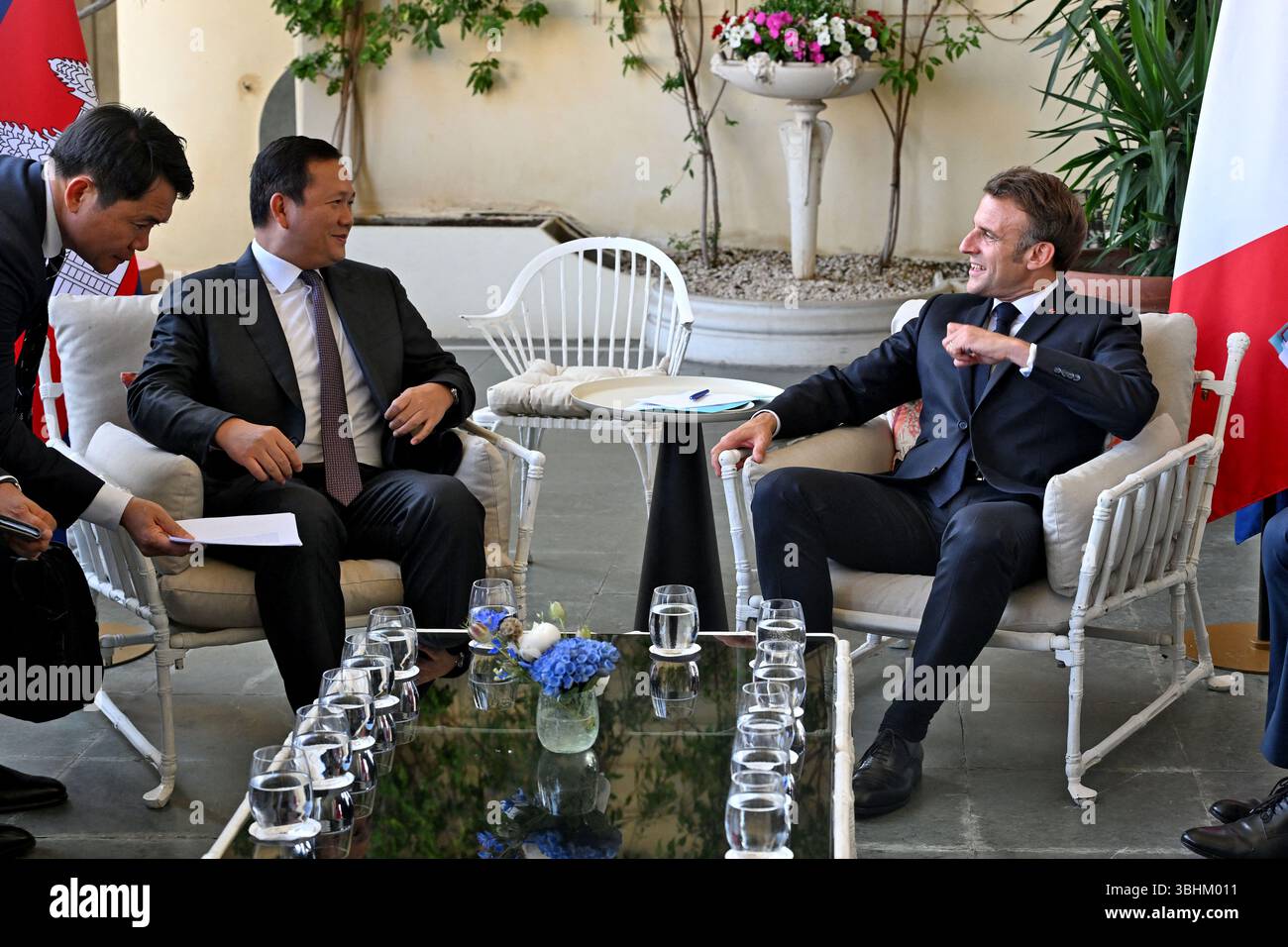 Nice, France. 10th June, 2025. President Emmanuel Macron and Cambodian ...