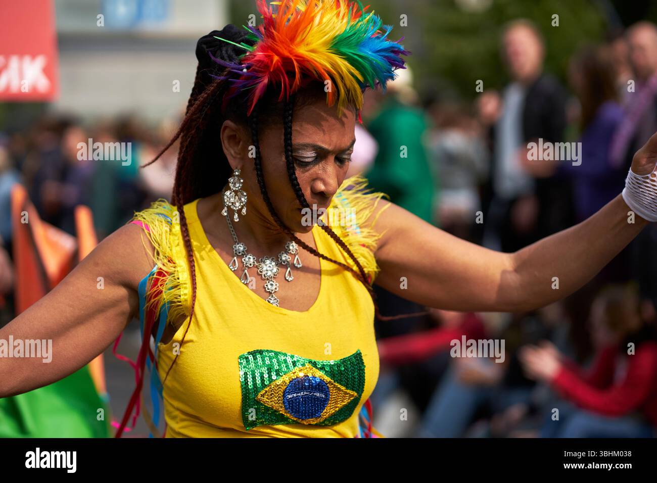 A Brazilian woman dances during the parade of Karneval der Kulturen in ...