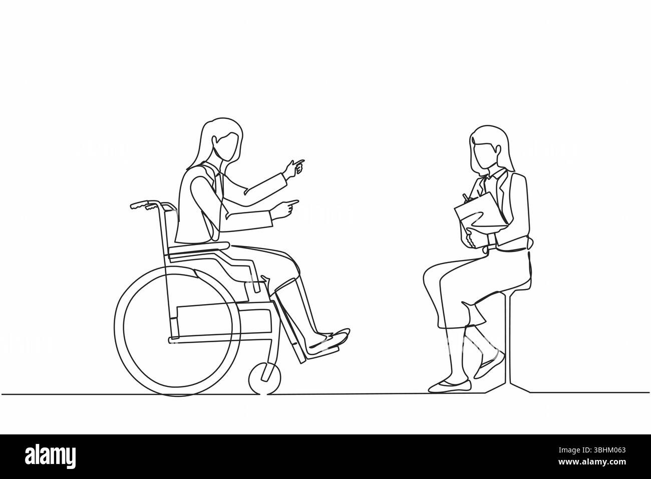 Continuous one line drawing job interview for people with disabilities ...