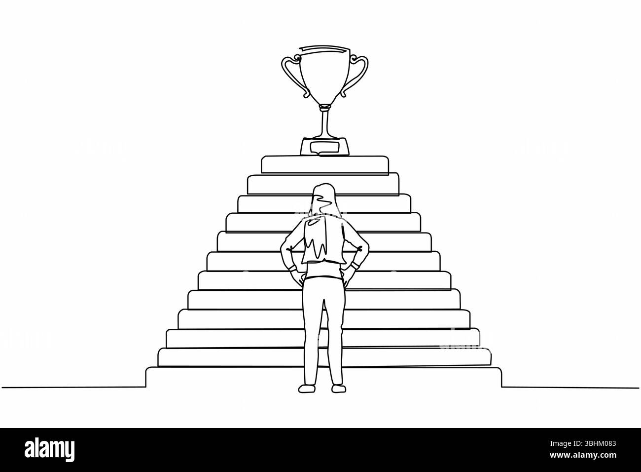 Continuous one line drawing active businesswoman standing in front of ...