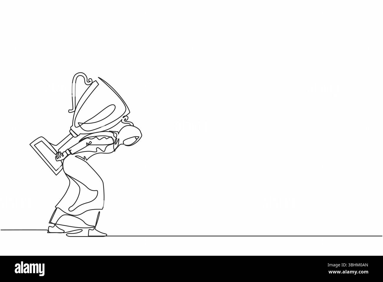 Continuous one line drawing heavy burden of victory business concept ...