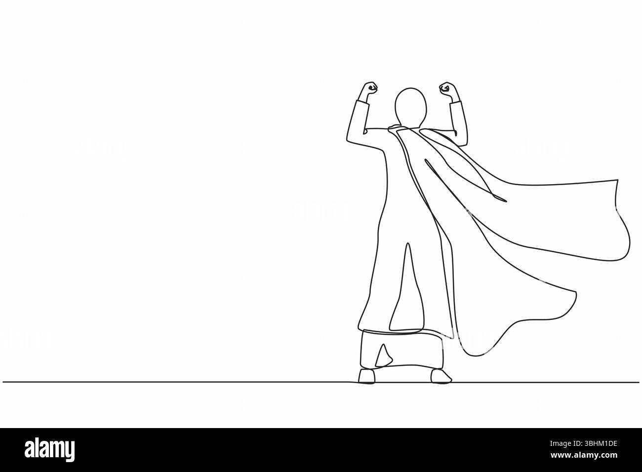 Single continuous line drawing back view super Arabian businesswoman ...