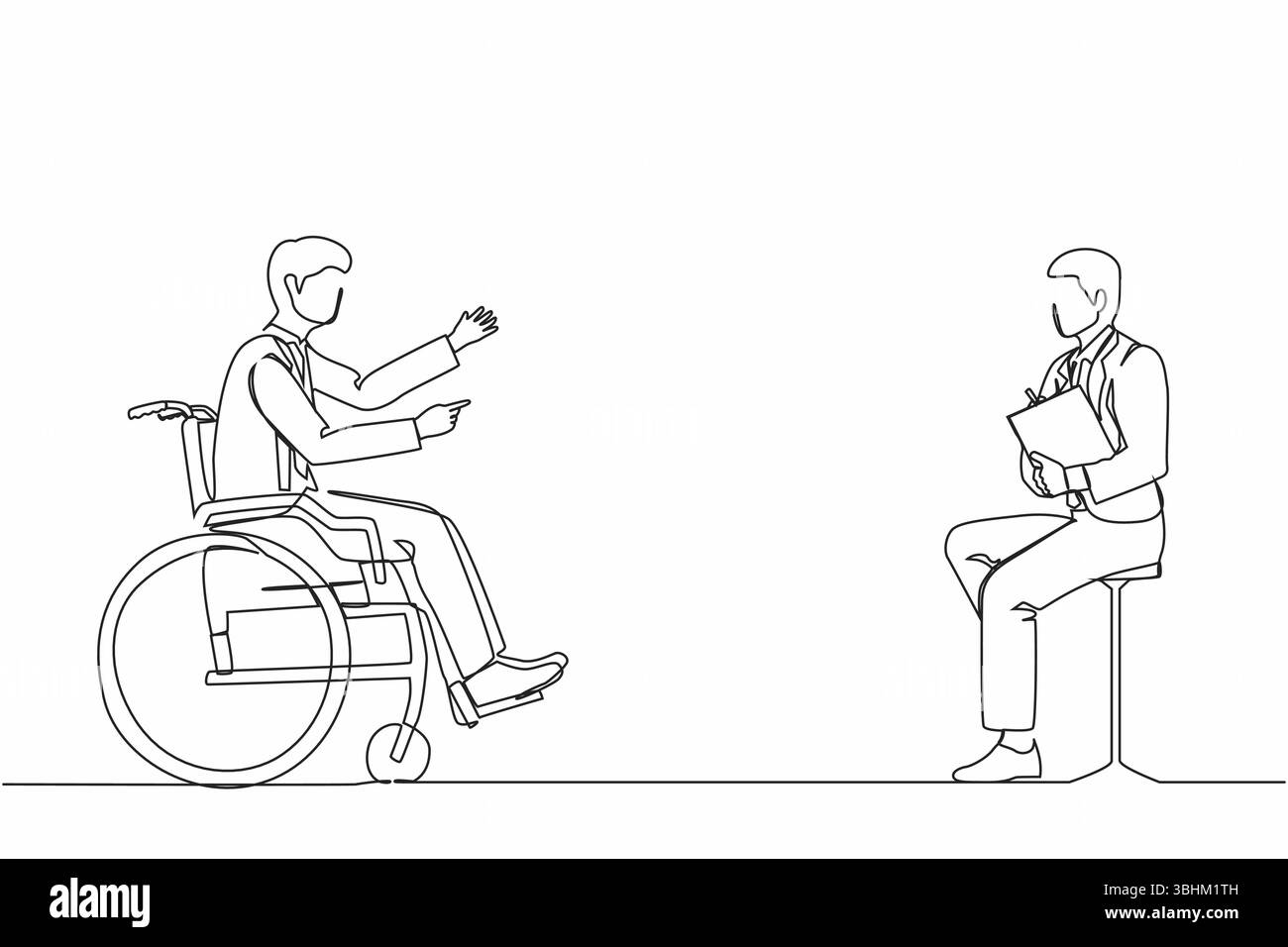 Continuous one line drawing job interview for people with disabilities ...