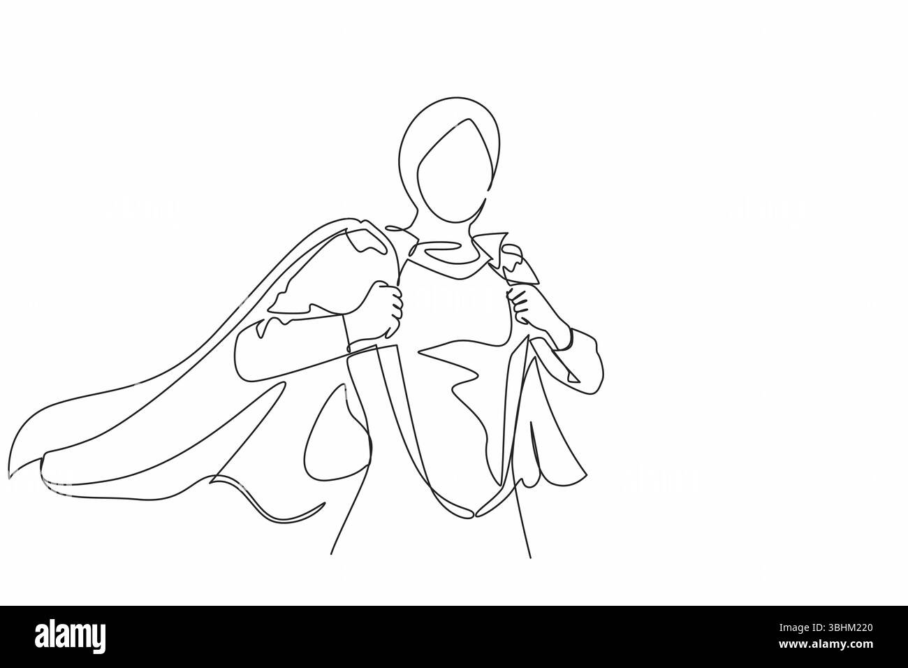 Continuous one line drawing beautiful young female in business hijab ...