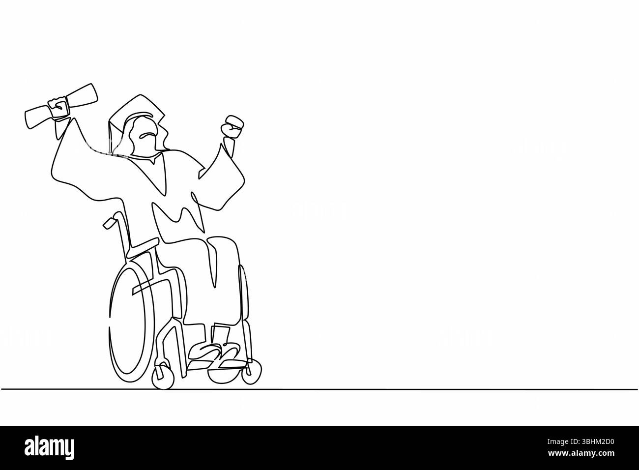 Single continuous line drawing disabled bachelor, inclusive education ...