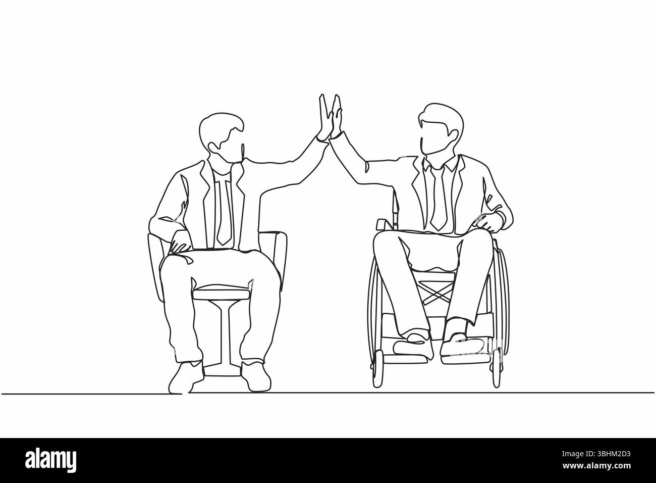 Continuous one line drawing businessman with disability who use ...