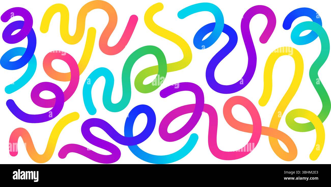 Colorful gradient organic line elements collection - flowing curved ...