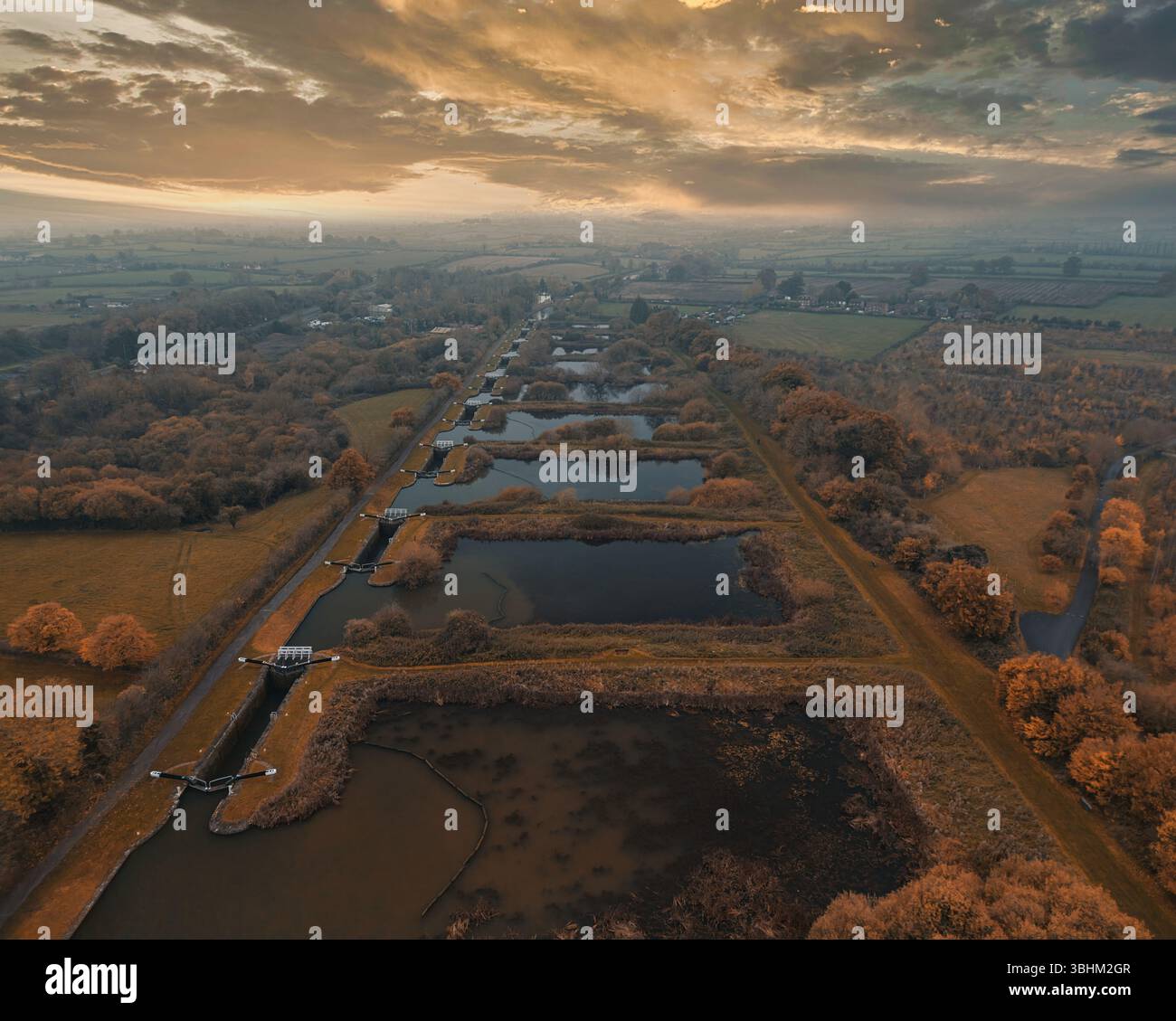 Aerial view Caen hill locks UK Stock Photo - Alamy