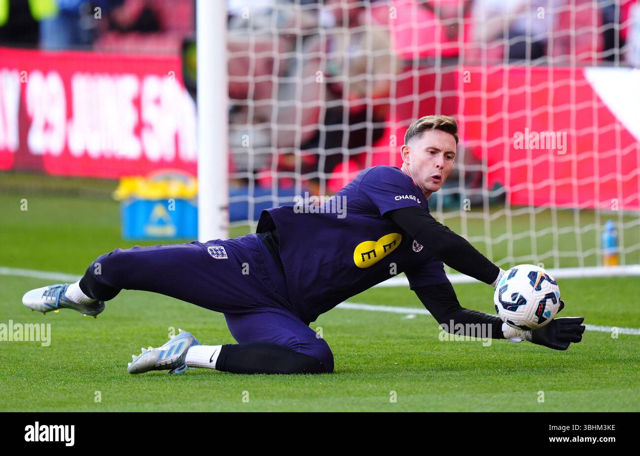 England goalkeeper Dean Henderson warming up ahead of the international ...
