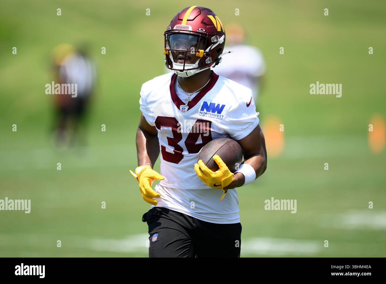 Washington Commanders running back Michael Wiley (34) works out during ...