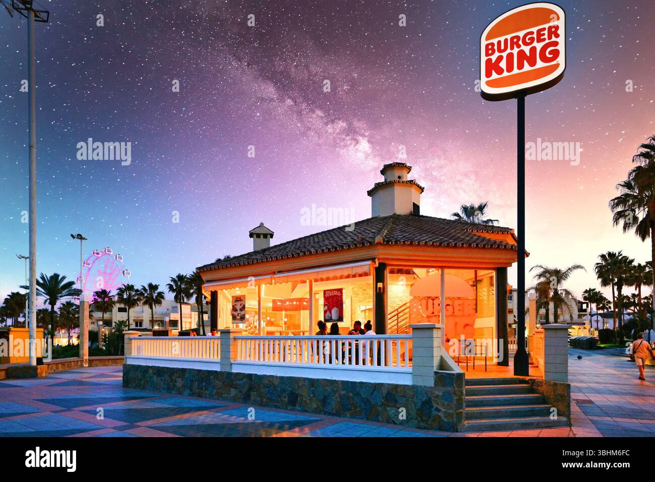 Malaga Benalmadena Mirador Ferris Wheel during a starry night and the ...