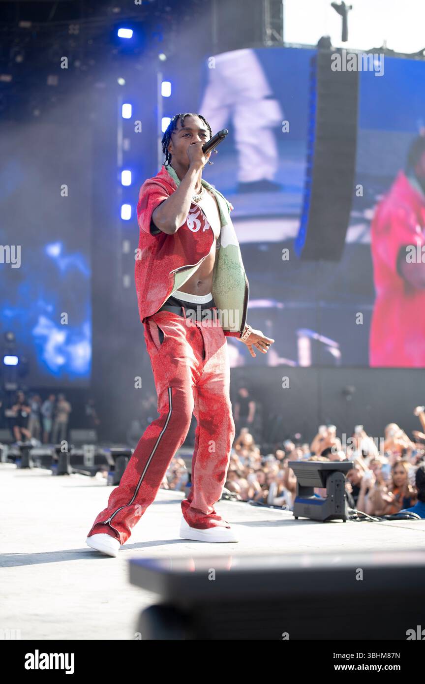 lil Tjay preforming at Wireless Festival, Finsbury Park, London UK 2023 ...