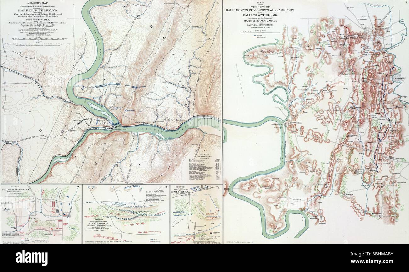 Vintage military cartography depicting strategic troop deployments near ...