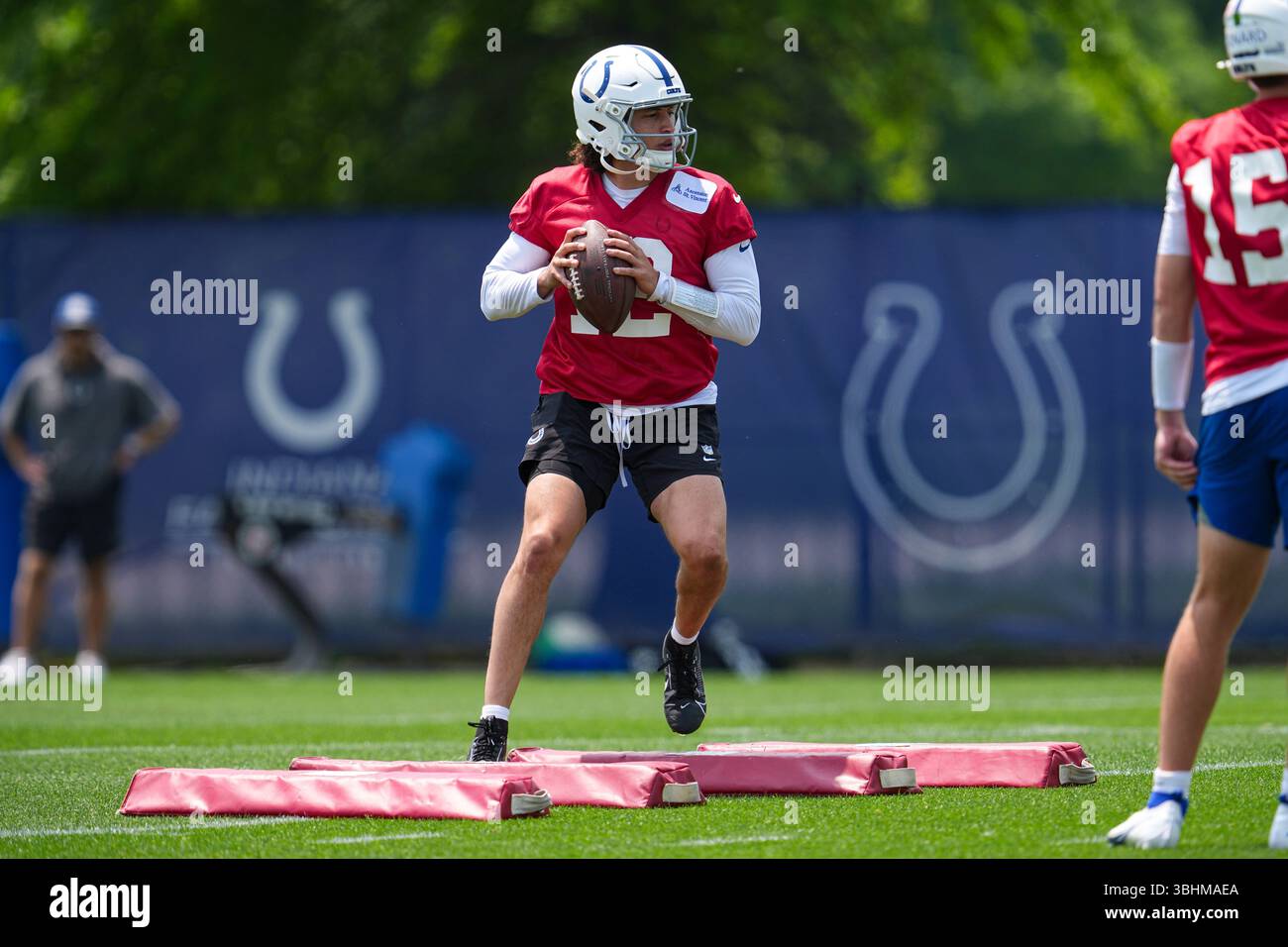 Indianapolis Colts quarterback Jason Bean (12) runs a drill during ...