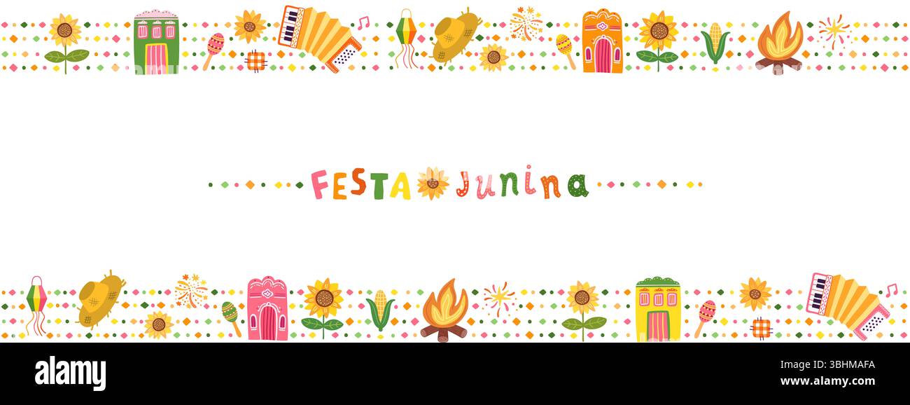 Festa Junina horizontal banner - Brazilian festival border, background ...