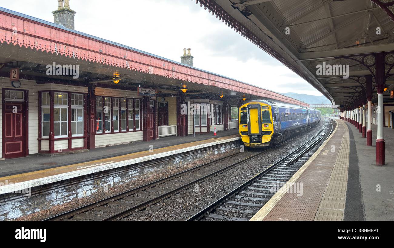 ScotRail passenger trains at Aviemore station, showcasing modern travel ...