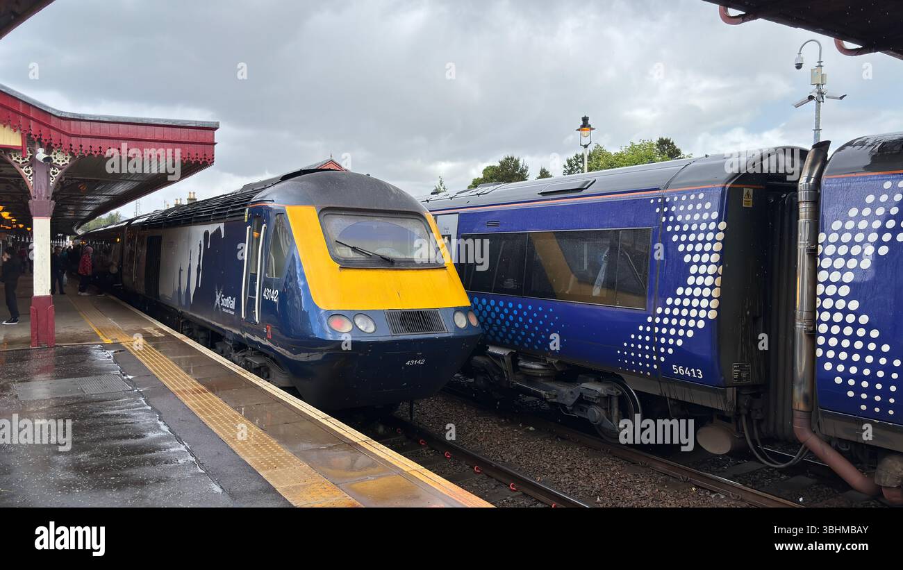 ScotRail passenger trains at Aviemore station, showcasing modern travel ...