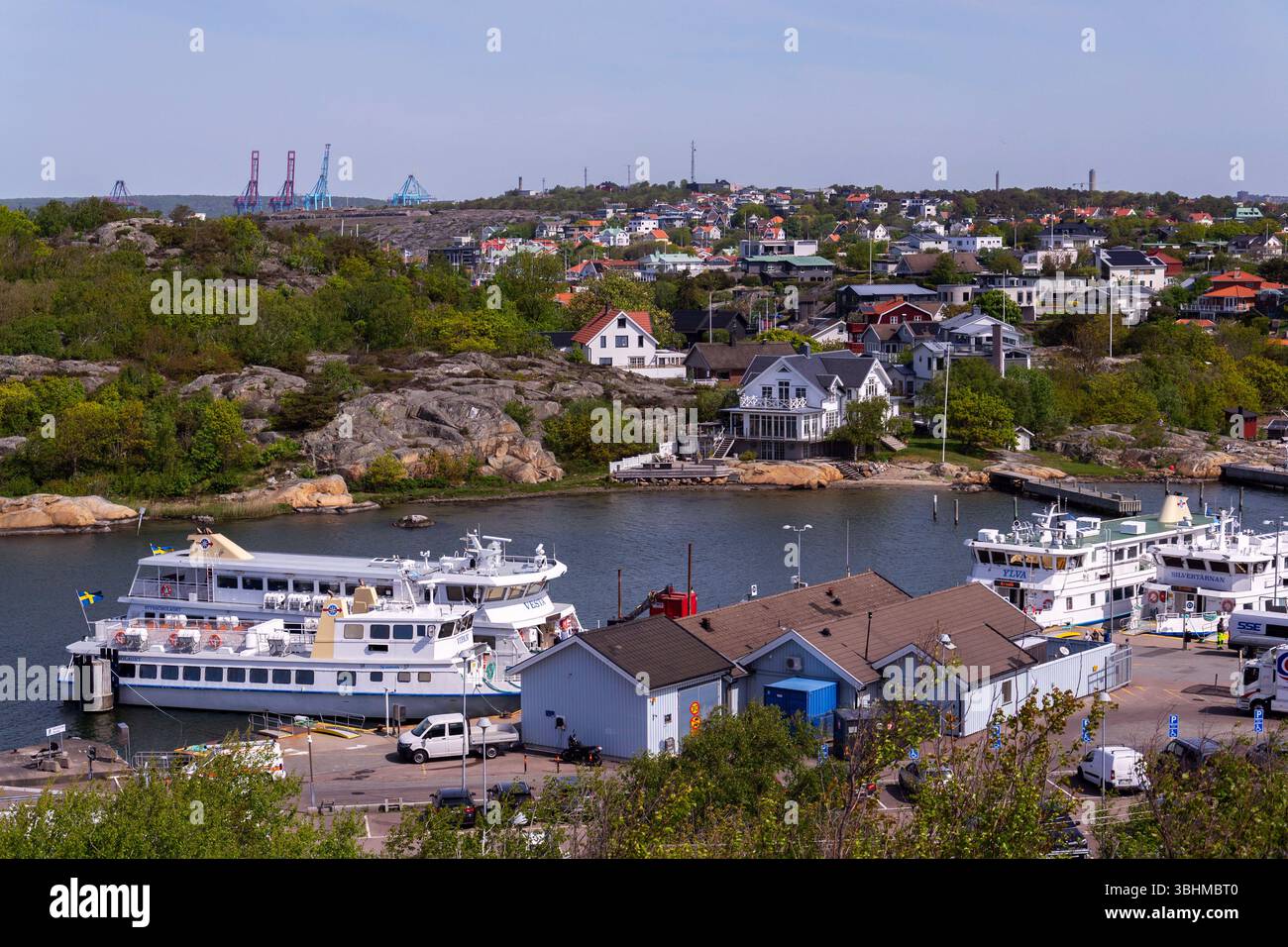 Archipelago ferry at terminal Saltholmen harbour peninsula ...