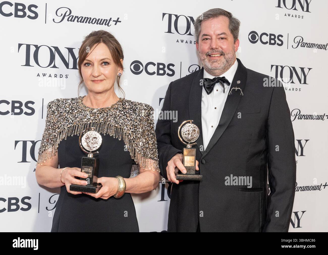 Miriam Buether and Benjamin Pearcy pose with the Best Scenic Design of ...