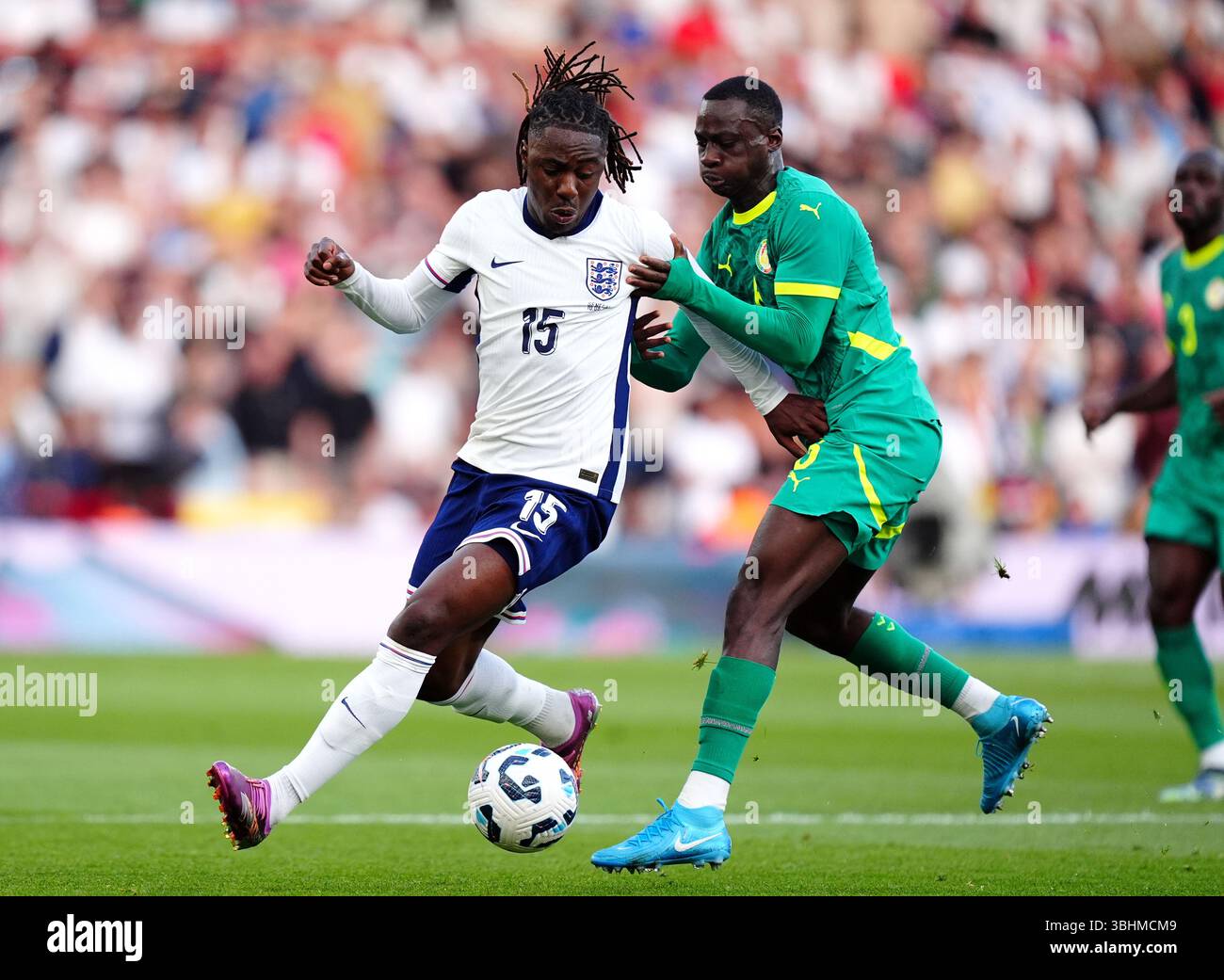 England's Eberechi Eze (left) and Senegal's Habib Diarra battle for the ...