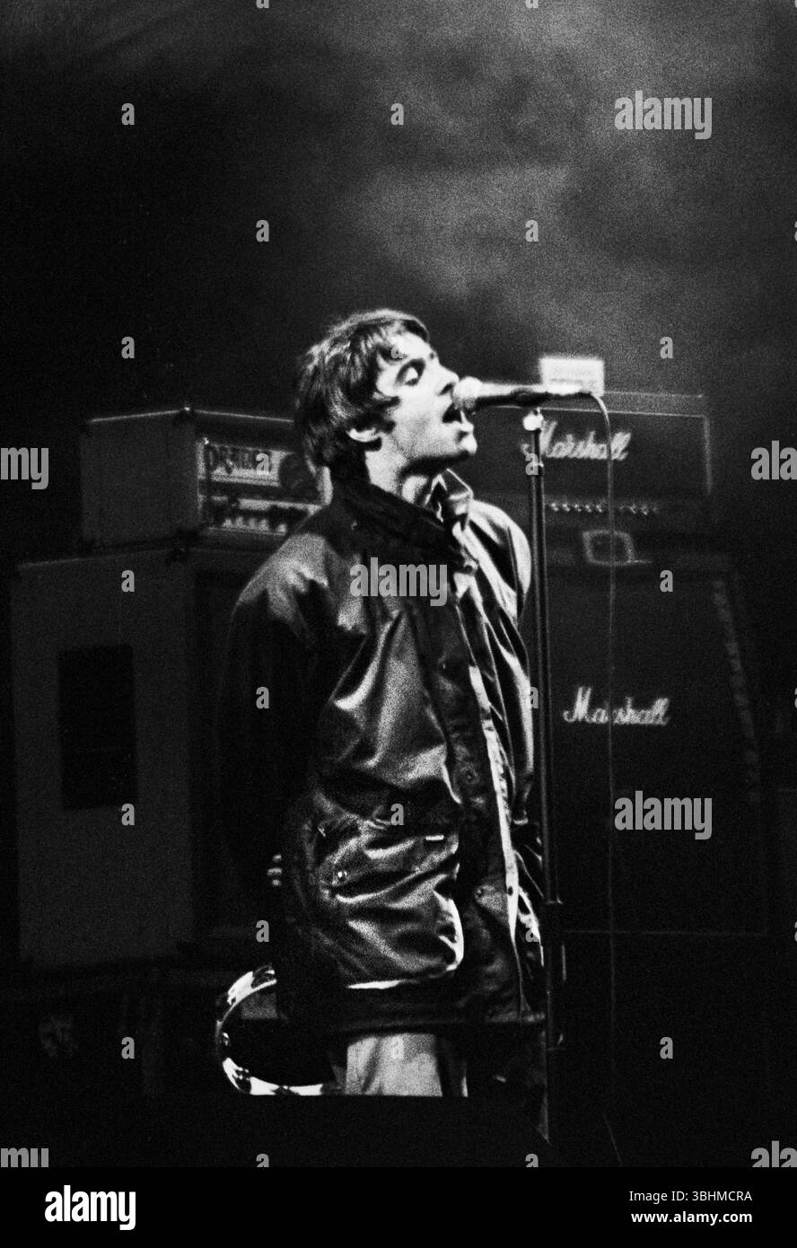 OASIS, FIRST GLASTONBURY HEADLINE, 1995: Liam Gallagher lead singer of ...