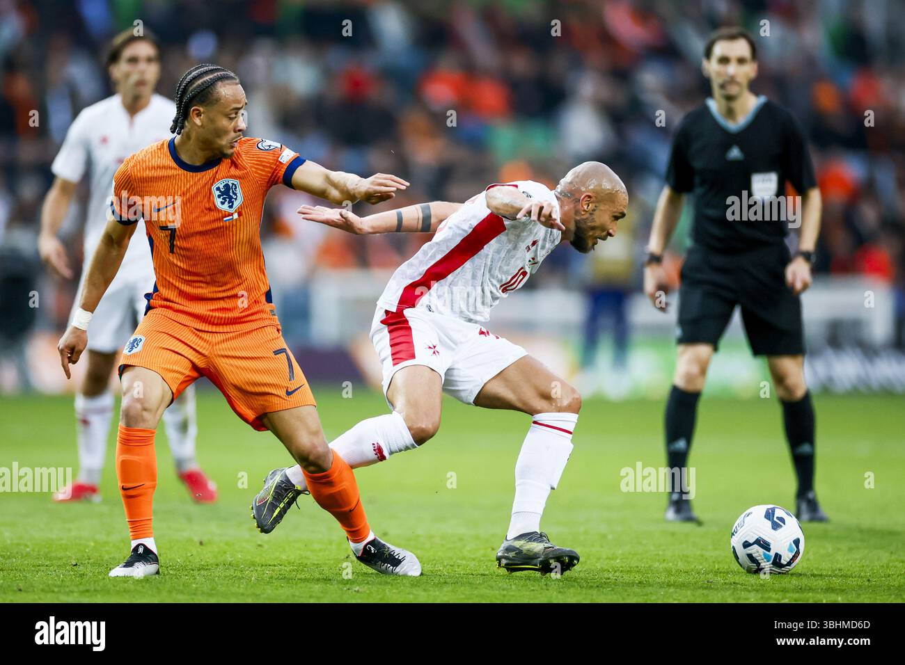 GRONINGEN - (l-r) Xavi Simons of the Netherlands, Teddy Teuma of Malta ...