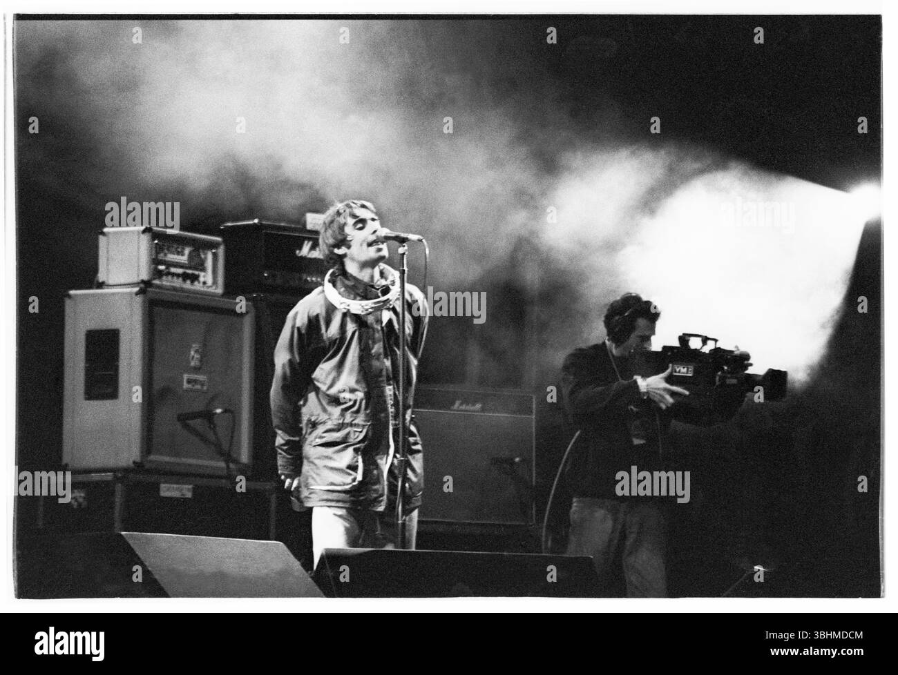 OASIS, FIRST GLASTONBURY HEADLINE, 1995: Liam Gallagher lead singer of ...