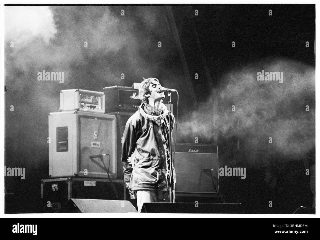 OASIS, FIRST GLASTONBURY HEADLINE, 1995: Liam Gallagher lead singer of ...