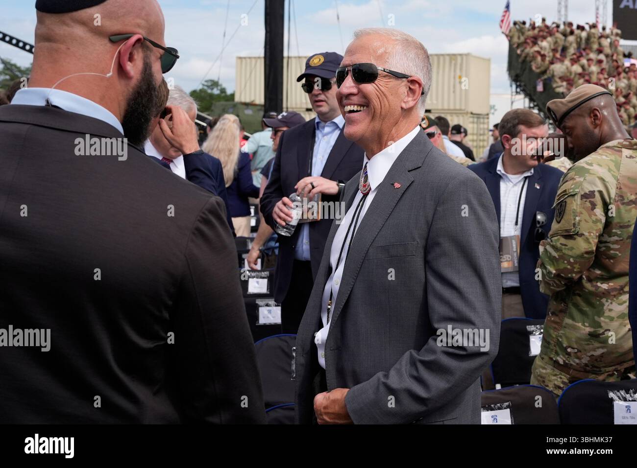 Sen. Thom Tillis, R-N.C., arrives before President Donald Trump speaks ...