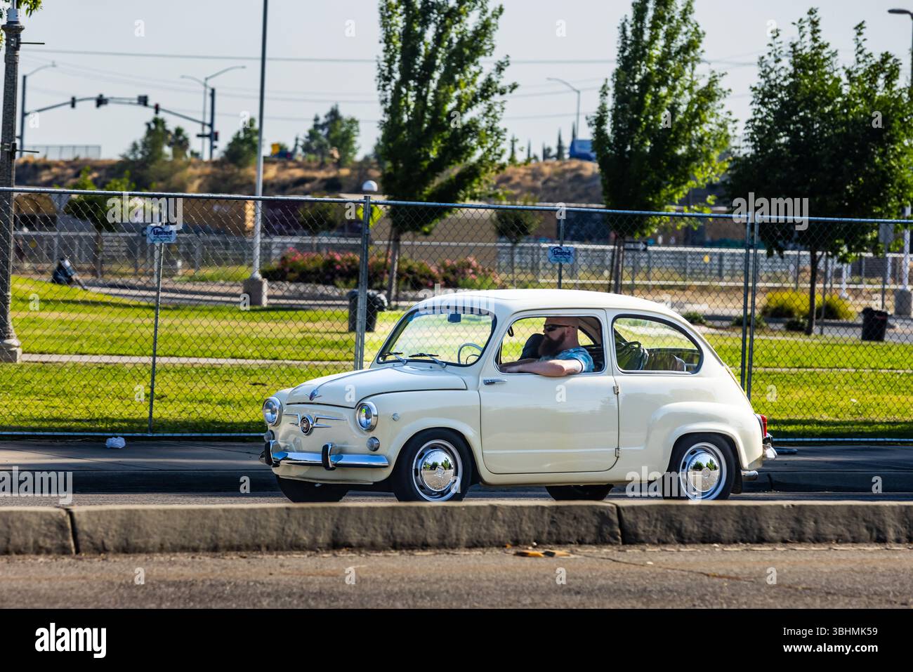 A Fiat 600 at the 2025 American Graffiti car show and festival in ...