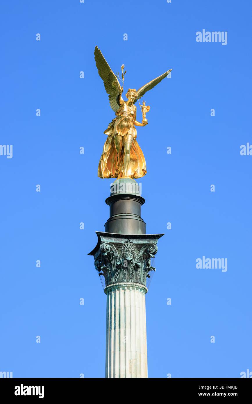 Nike Victory Goddess Sculpture as Peace Monument with Peace Angel is ...