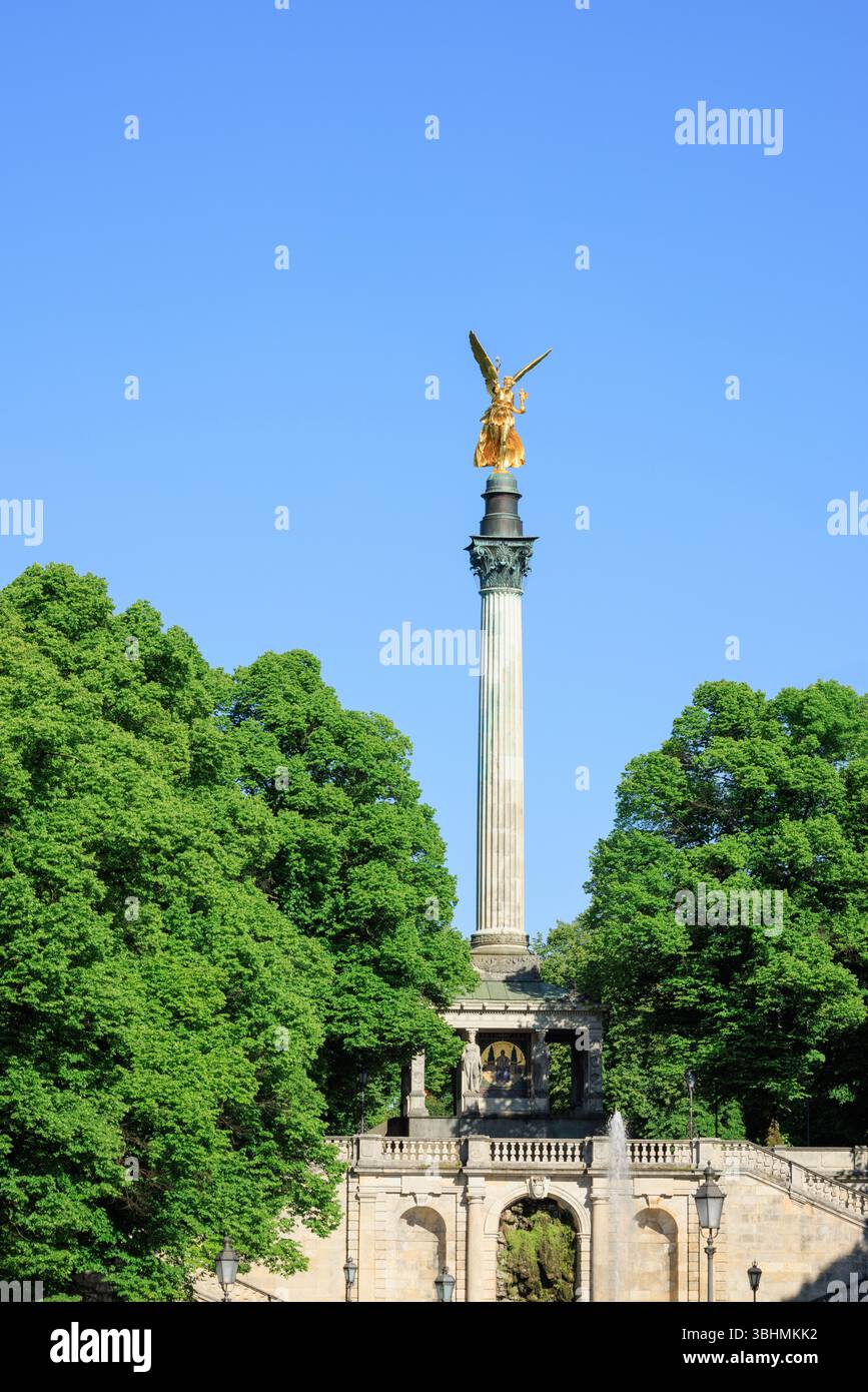 Nike Victory Goddess Sculpture as Peace Monument with Peace Angel is ...