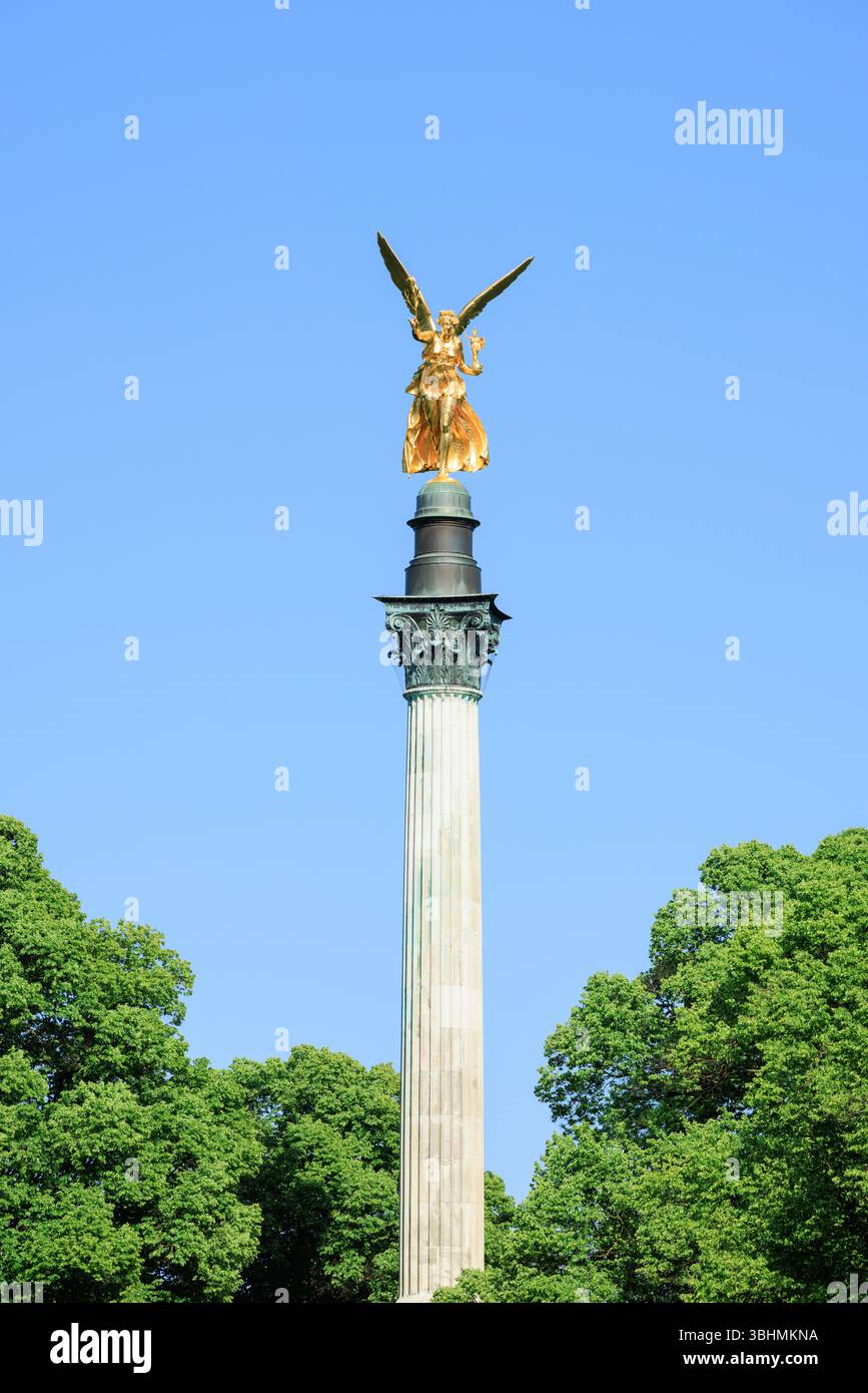 Nike Victory Goddess Sculpture as Peace Monument with Peace Angel is ...